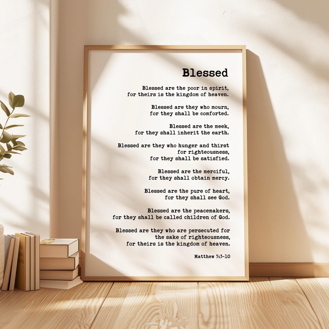 The Beatitudes Bible Verse Matthew 5:3-10 Typography Printable Wall Art ...