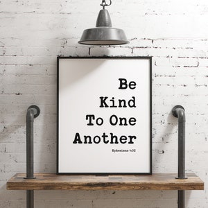 Be Kind to One Another Ephesians 4:32 Typography Print Christian Wall ...