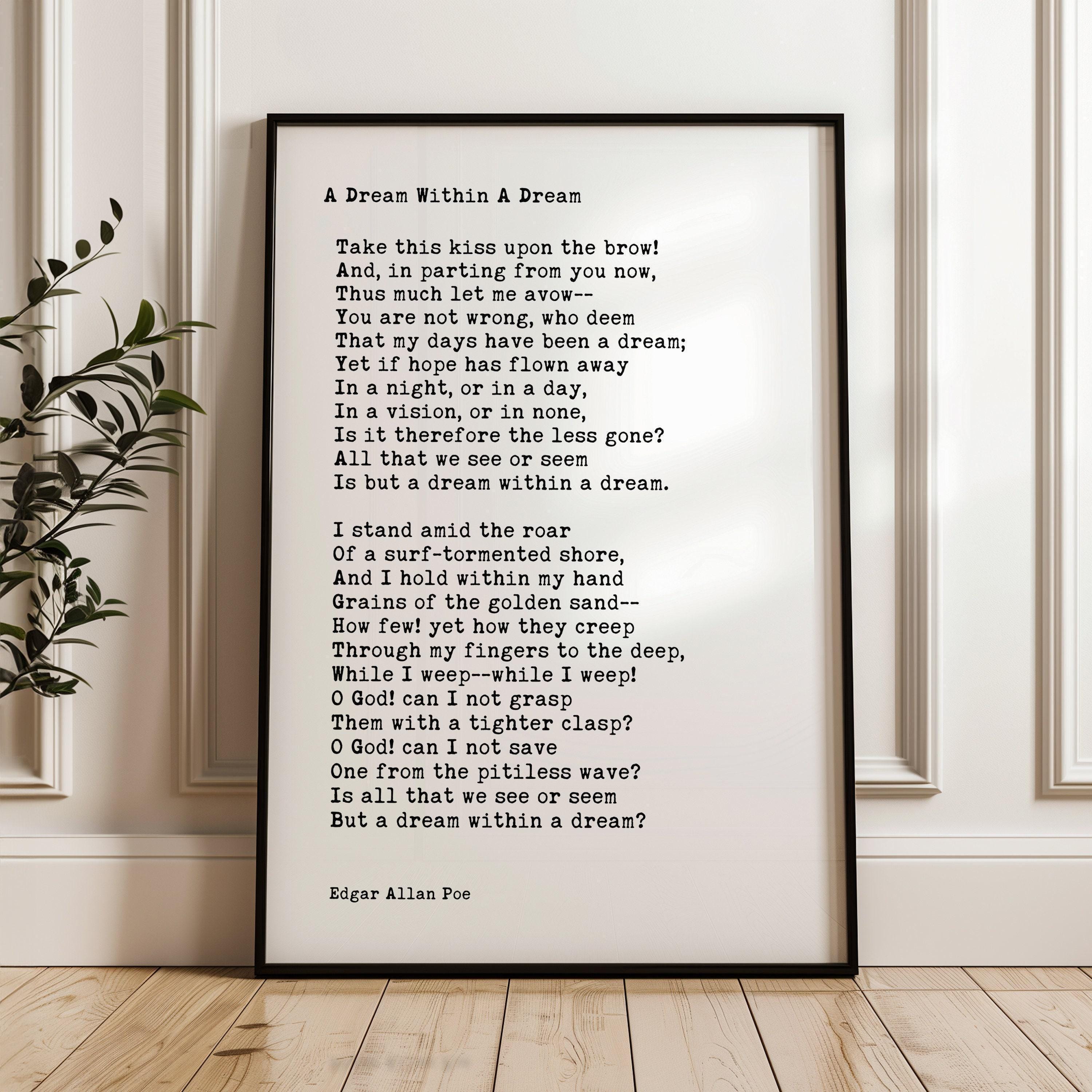 A Dream Within a Dream • Edgar Allan Poe Poem • Typography Art Print ...