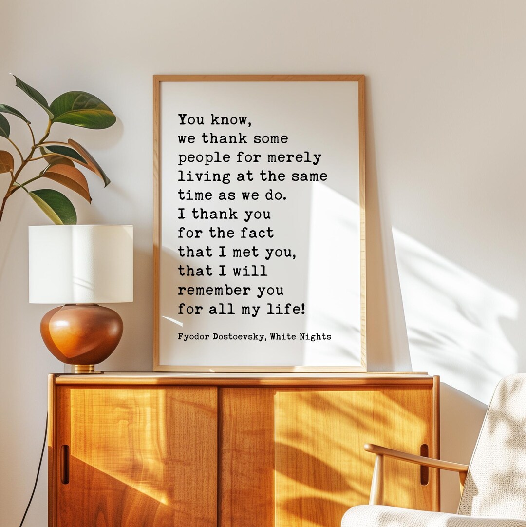 Fyodor Dostoevsky Wall Art • White Nights Quote • Typography Art Print ...