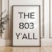 The 803 Y'all Minimalist Art Print, Columbia, South Carolina, Original ...