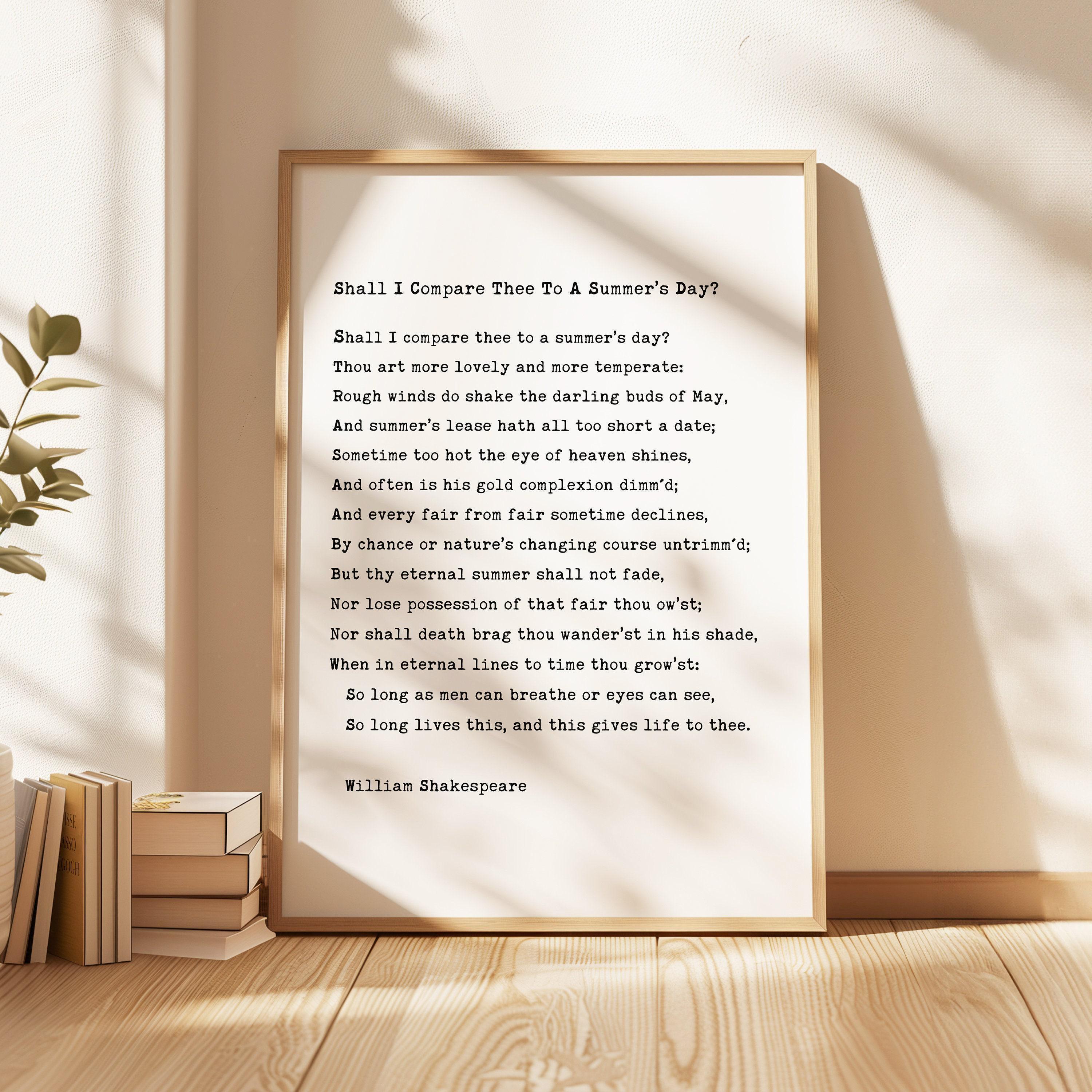 Sonnet 18: Shall I Compare Thee to a Summer’s Day?, William Shakespeare ...