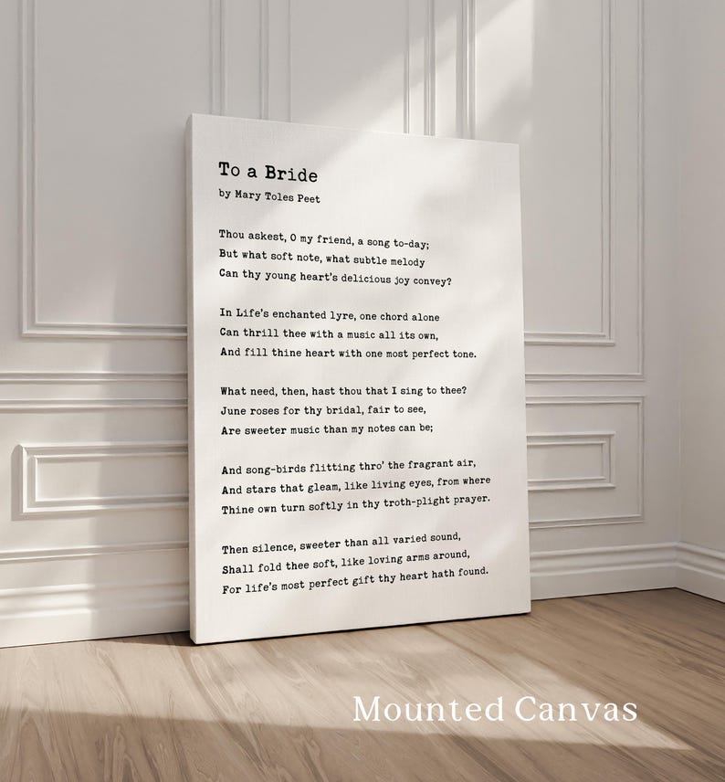 To a Bride. Poem by Mary Toles Peet, Typography Art Print, Love ...