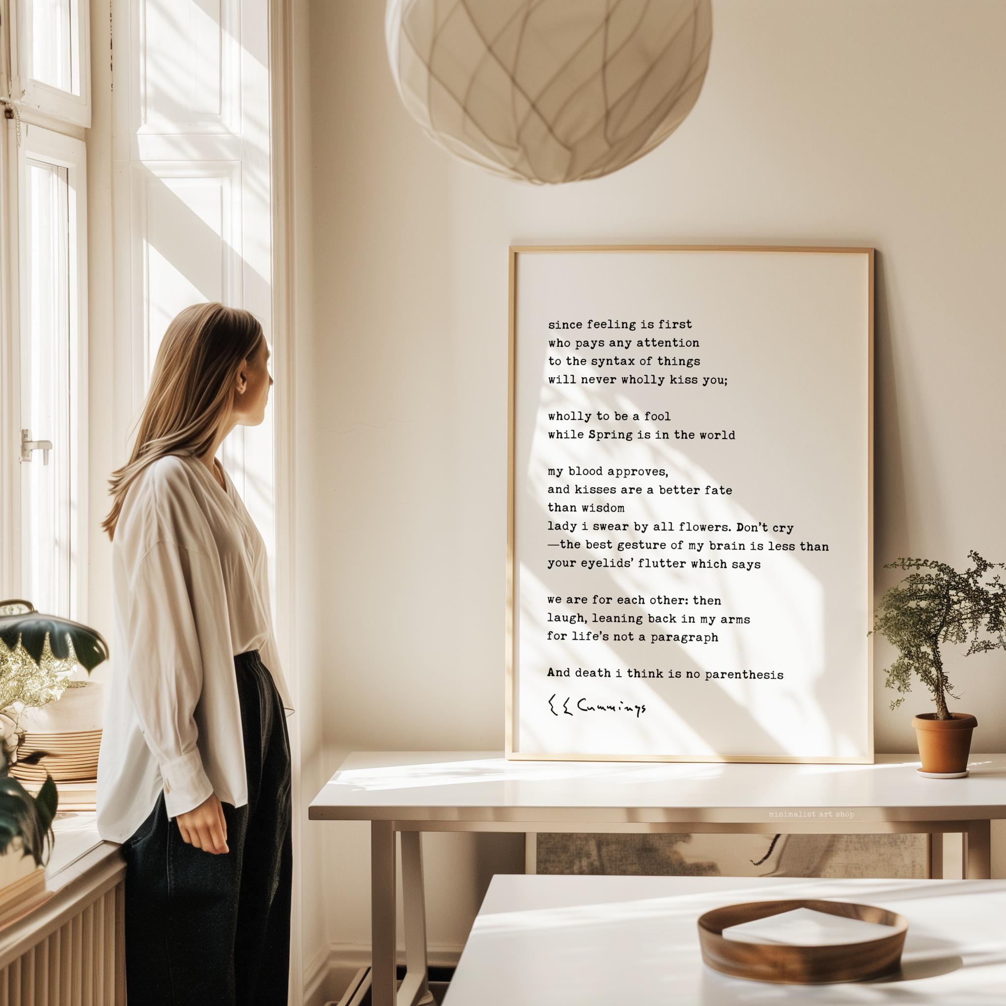 Since Feeling is First Poem by E.E. Cummings Typography Downloadable ...