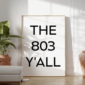 The 803 Y'all Minimalist Art Print, Columbia, South Carolina, Original ...