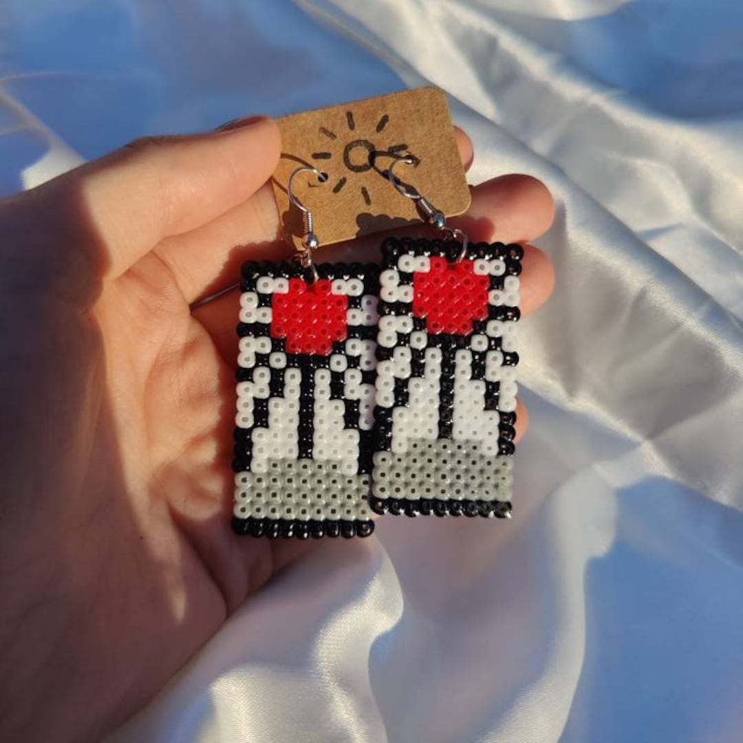Hand-made Tanjiro's Earrings - Perler Bead - Etsy