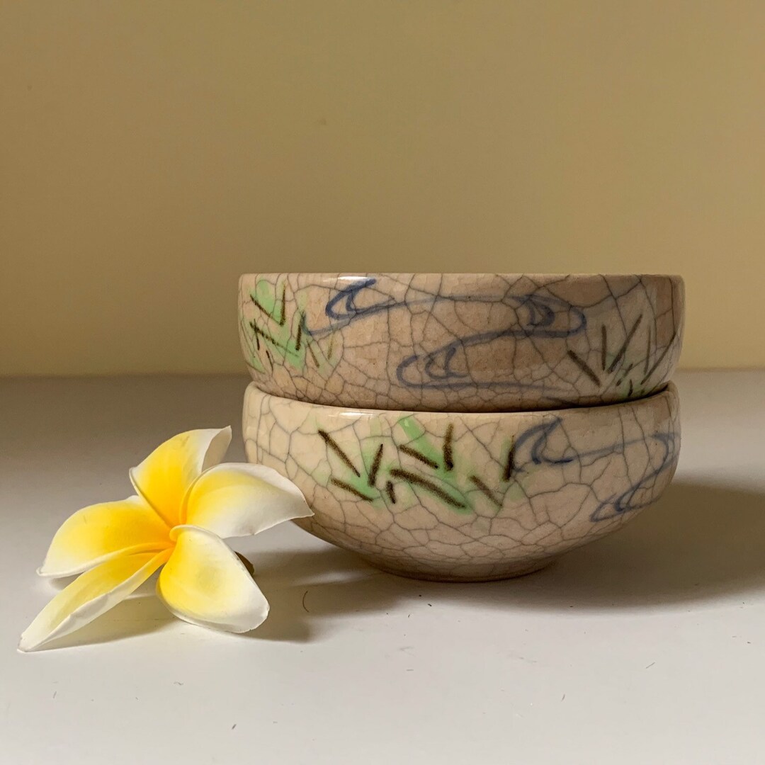 Vintage Macha Tea or Rice Bowls Set of Two 2 Made in - Etsy