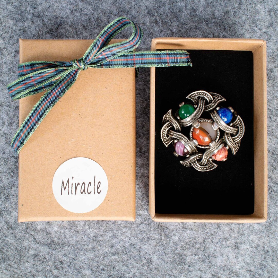 Vintage Miracle Brooch Old Silver Finish. Multicoloured - Etsy