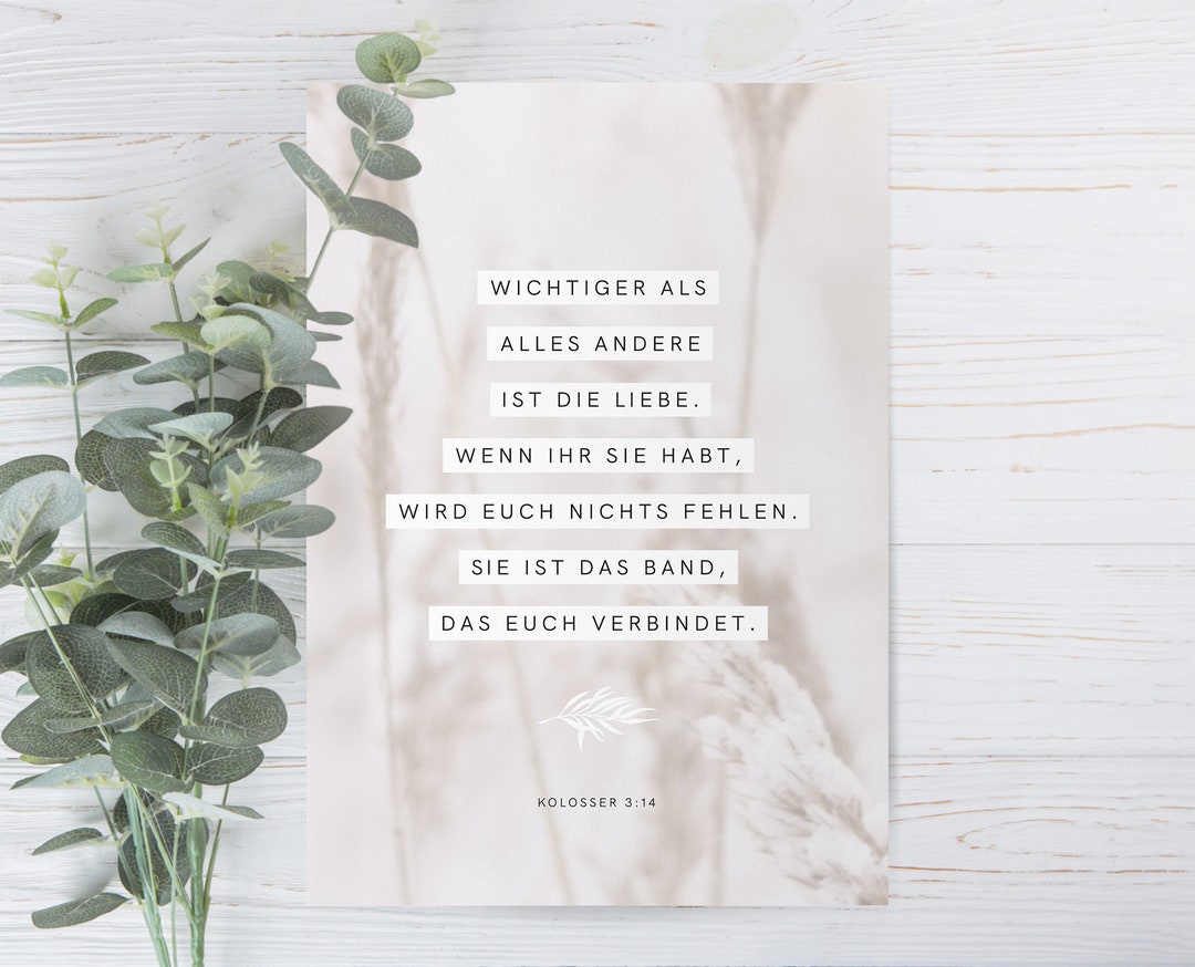 Bibelvers | Christliches Poster | Print | Kunstdruck - Wichtiger als alles andere ist die Liebe ...