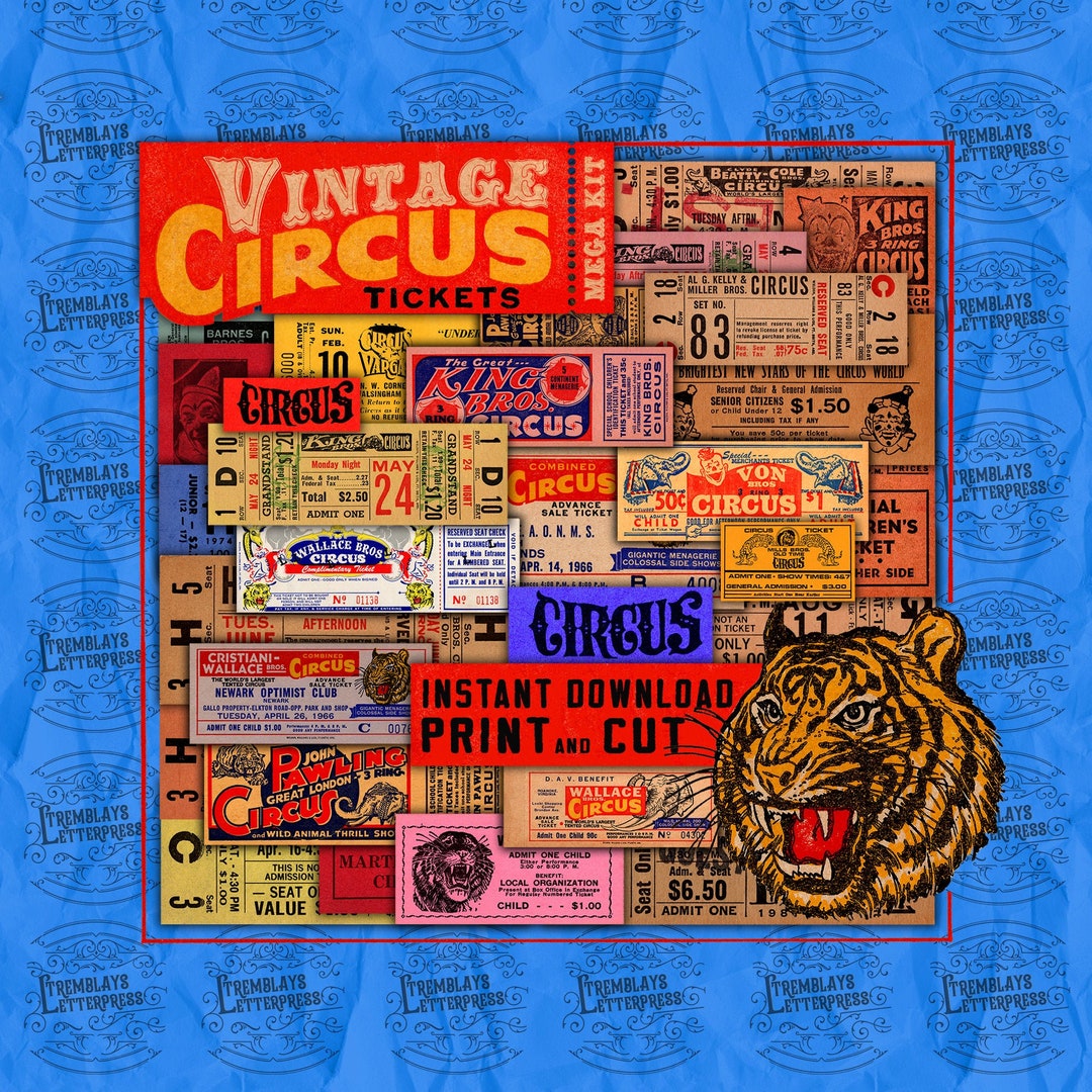 MEGA KIT - Vintage Circus Tickets + 2 Free Collages and 1 Tag - Etsy