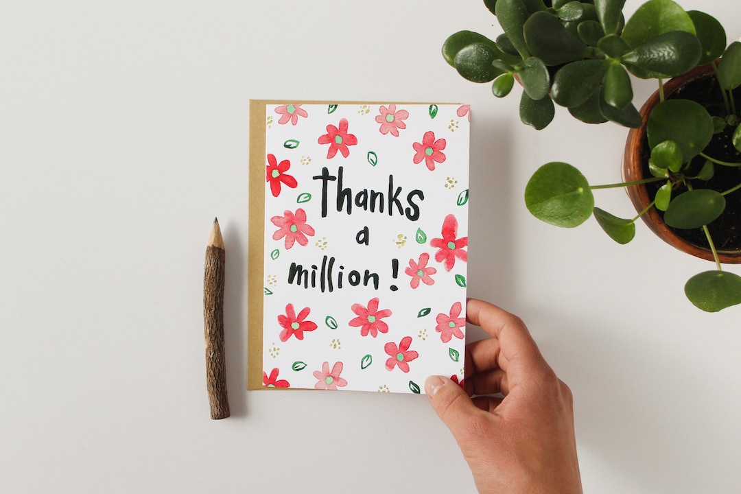 Thanks a Million Card Set: Floral Thank You Notes - Etsy