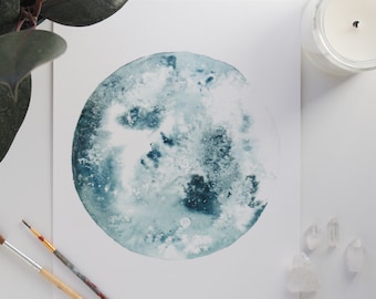 Blue Moon Print | Etsy