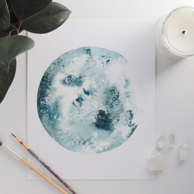 Blue Moon Painting - Etsy