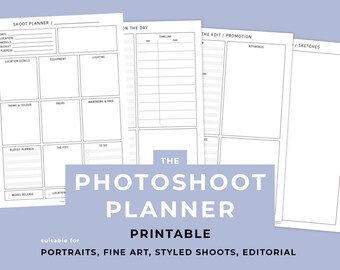 Photoshoot Planner Printable Download Portrait Fine Art - Etsy
