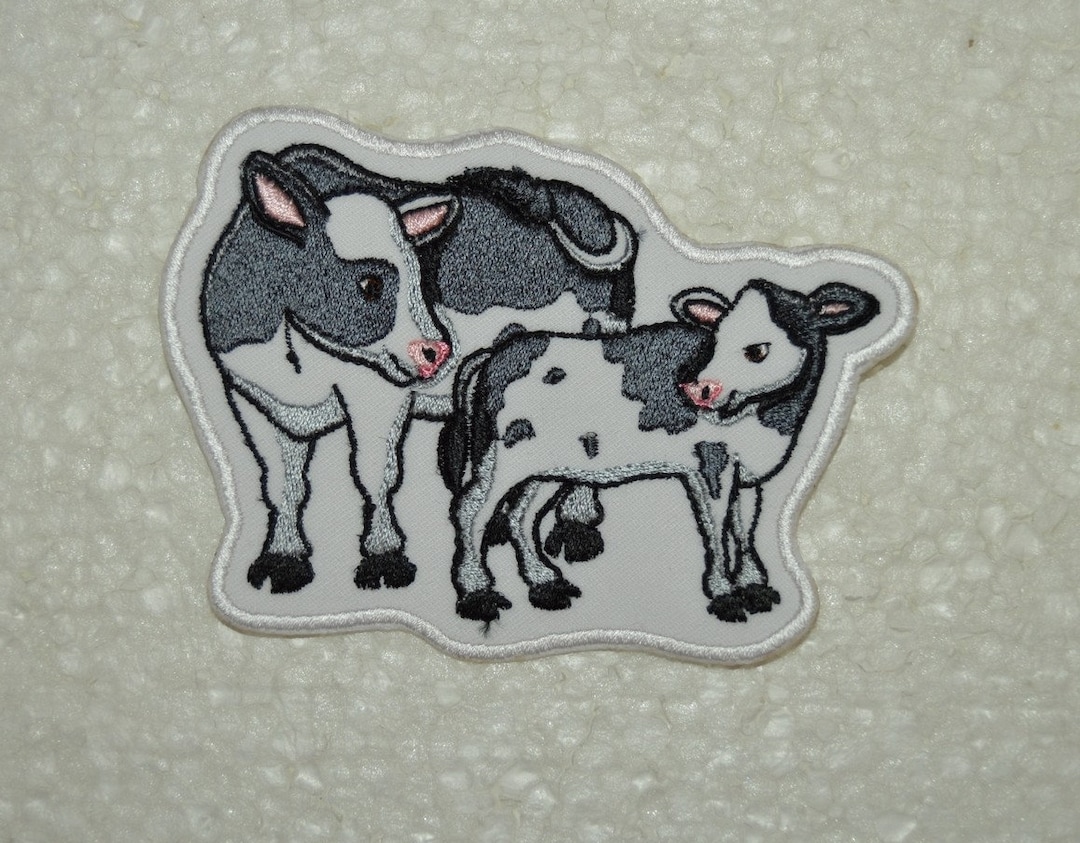 Badge, Patch, Cows, Embroidered, Thermo-adhesive, Cotton, 10/7.5cm - Etsy