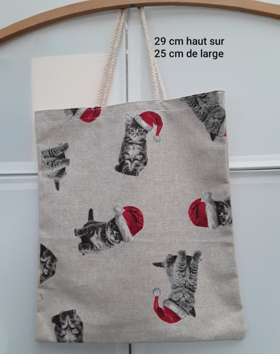 Tote Bag Tiger Cats Handbag, Shopping Bag, Beige Cotton Linen, Cats ...