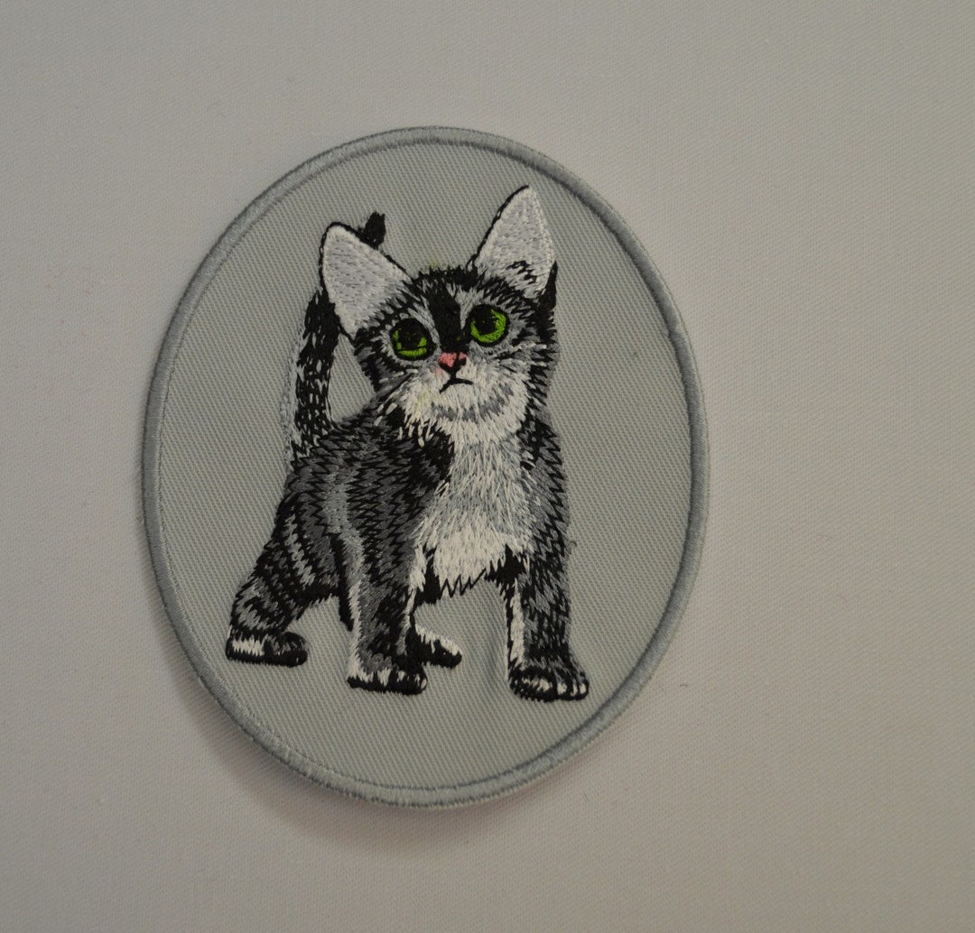 Patch Patch Adhesive Thermocollant Embroidery Cotton Gray , Gray Cat ...