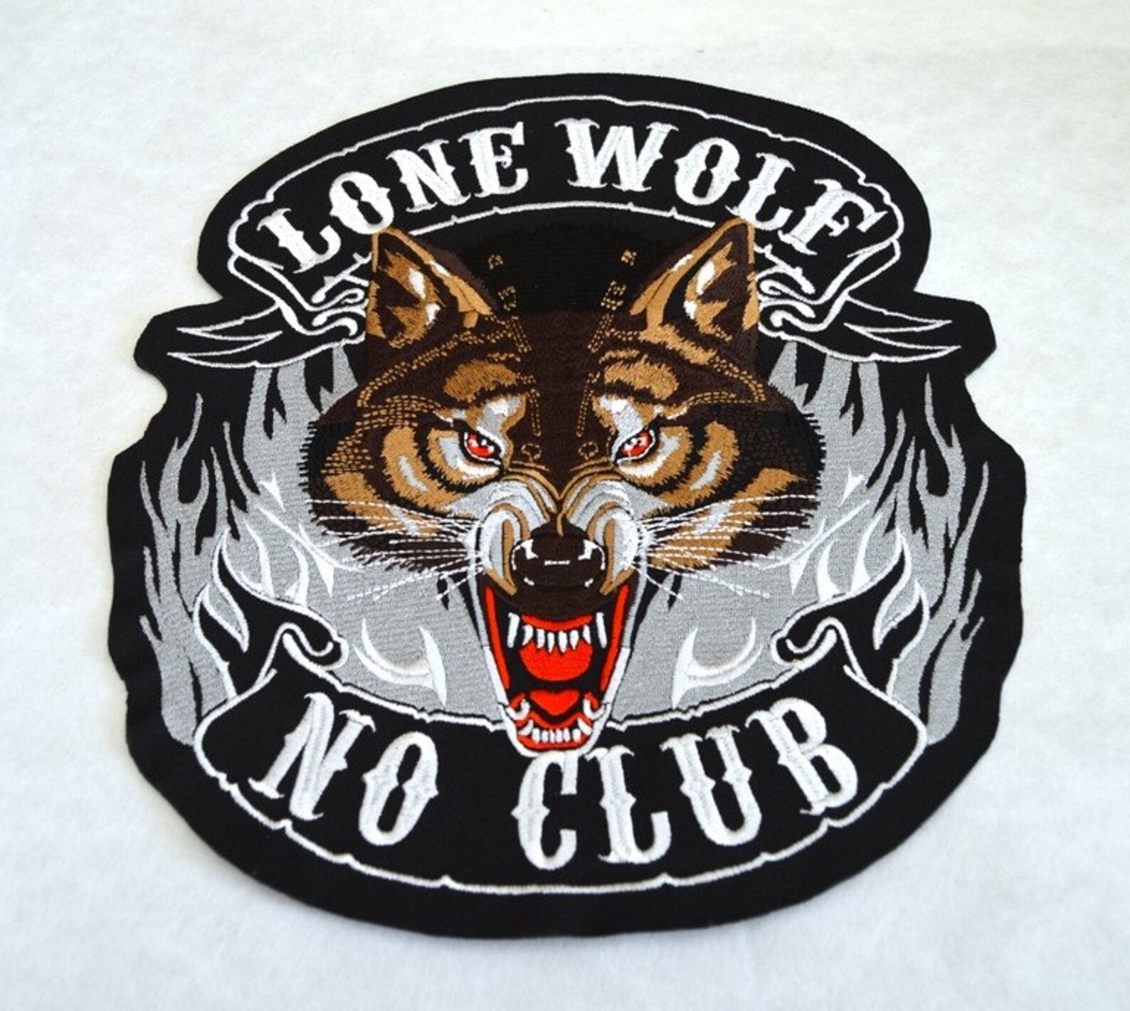 Patch crest lone wolf embroider 28/26cm sewing sending | Etsy