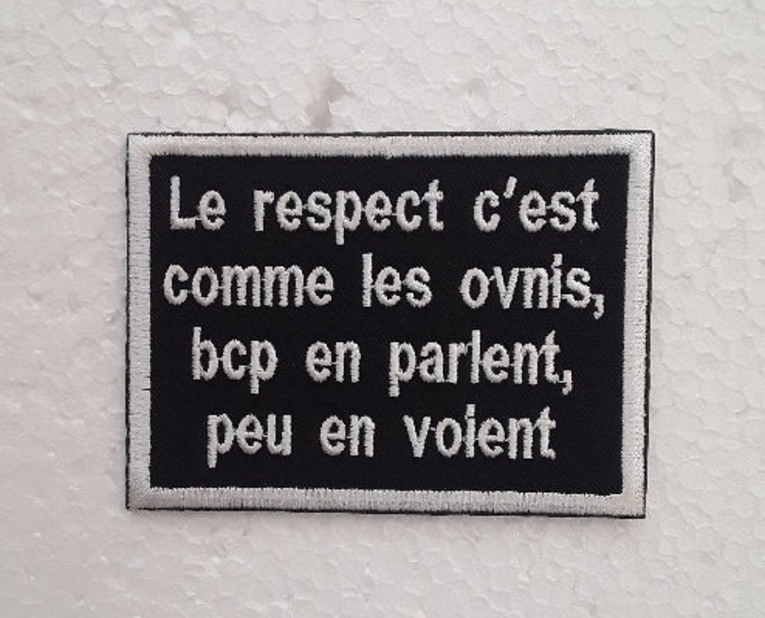 Heat Adhesive Patch Respect, White Embroider, Black Cotton, 9 / 6.5 Cm ...
