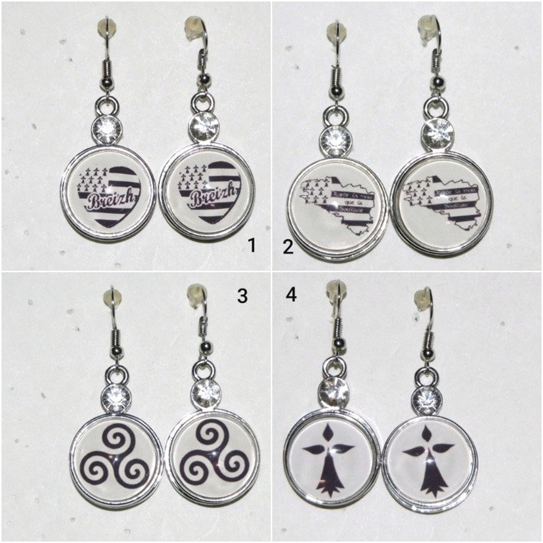 Earrings Brittany Breton Emblem Map Loops Hooks Lobes - Etsy