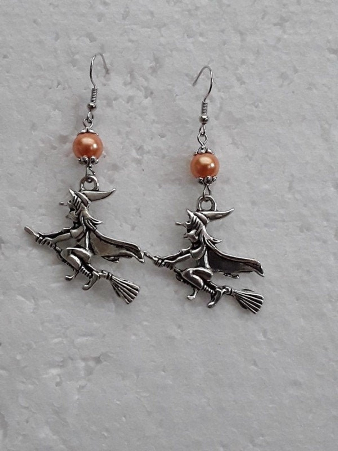 Earrings, Hooks, Witches, Metal, Orange Beads - Etsy
