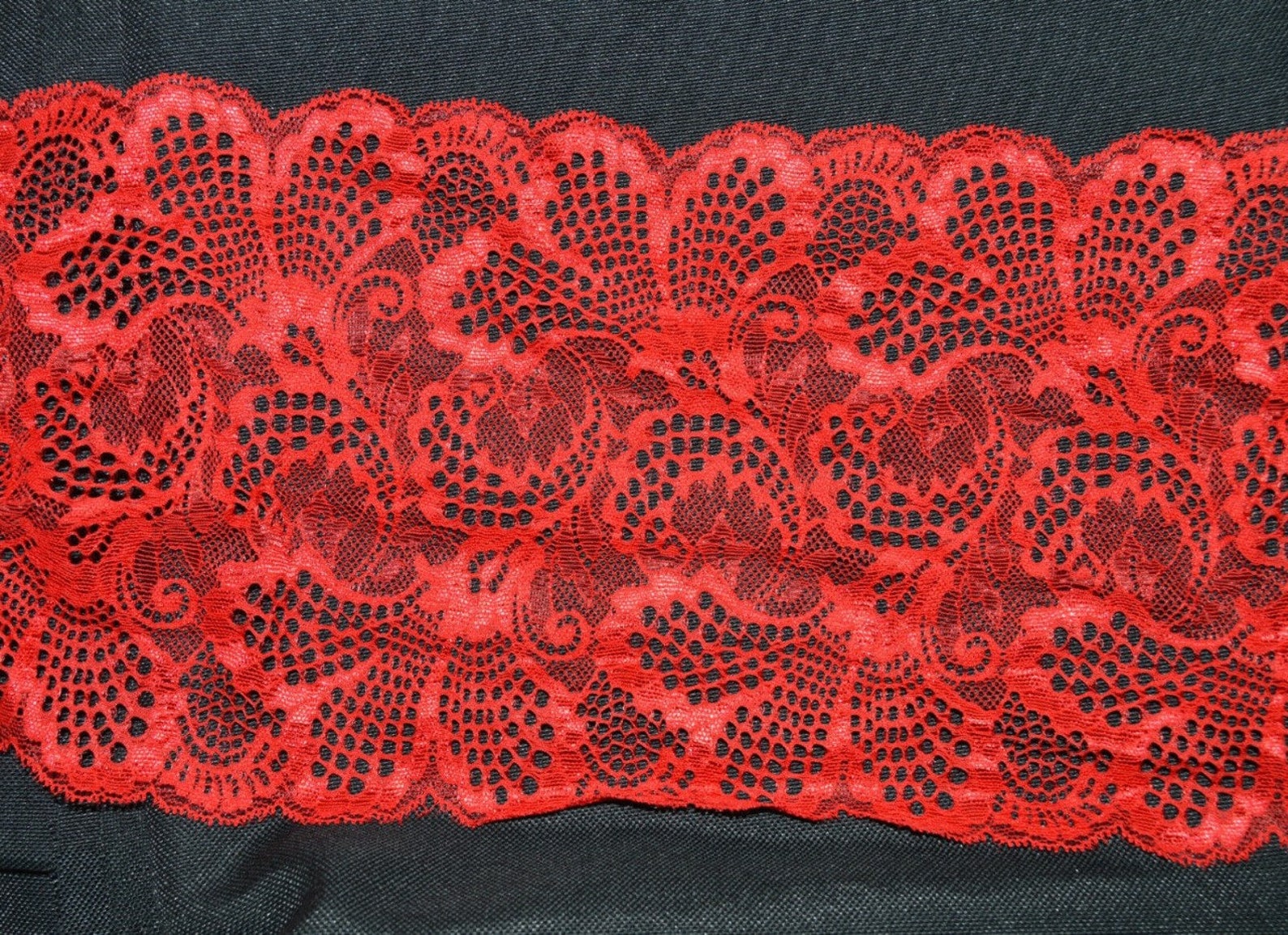 Dentelle rouge ajourée légère 1.50 M / 18 cm - Etsy France