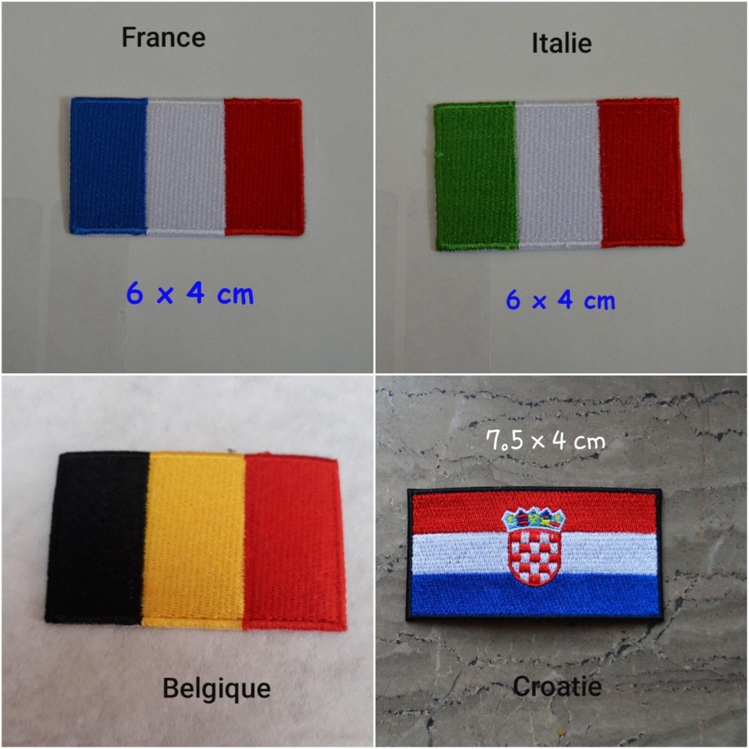 Flag, Patch, Crest, France, Belgium, Italy, Croatia, 6/4cm, Embroider ...