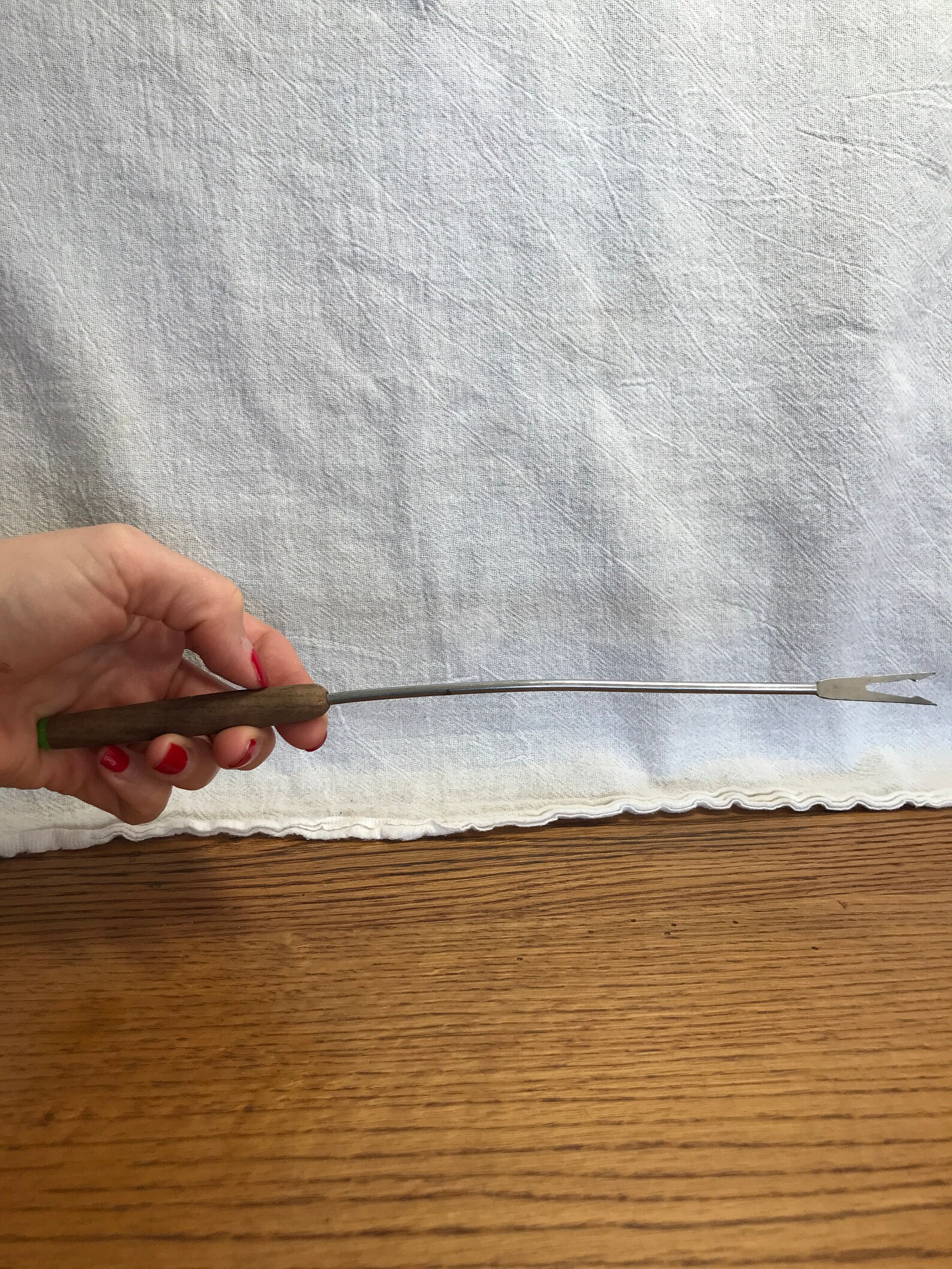 Vintage Fondue Fork, Wooden Handle With Green Tip - Etsy