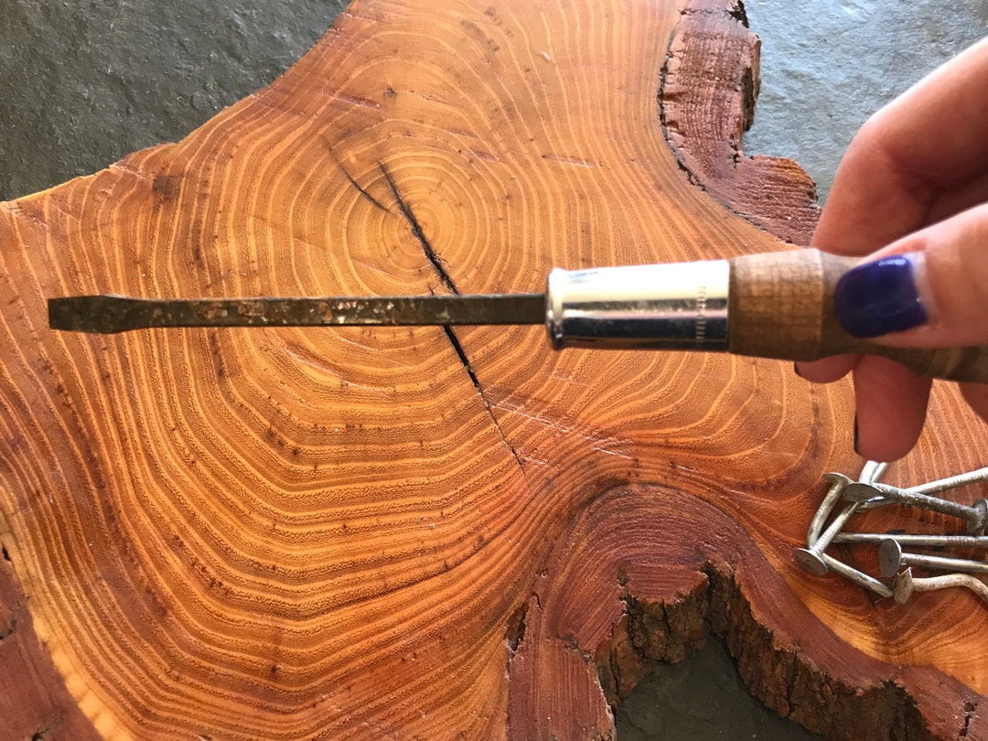 Vintage Wooden Handled Screwdriver With Notch Carved Handle - Etsy