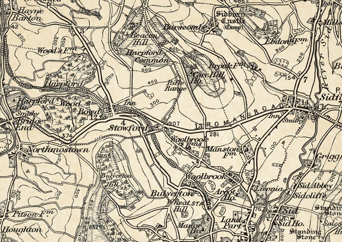 Old Map of the Environs of Sidmouth Devon 1898 - Etsy