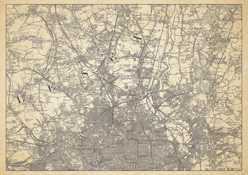 Old Map of the Environs of Tottenham, London 1898 - Etsy UK