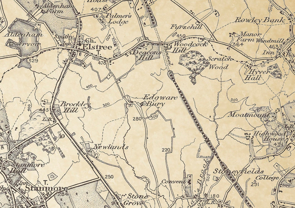 Old Map of the Environs of Stanmore and Edgware 1898 - Etsy UK