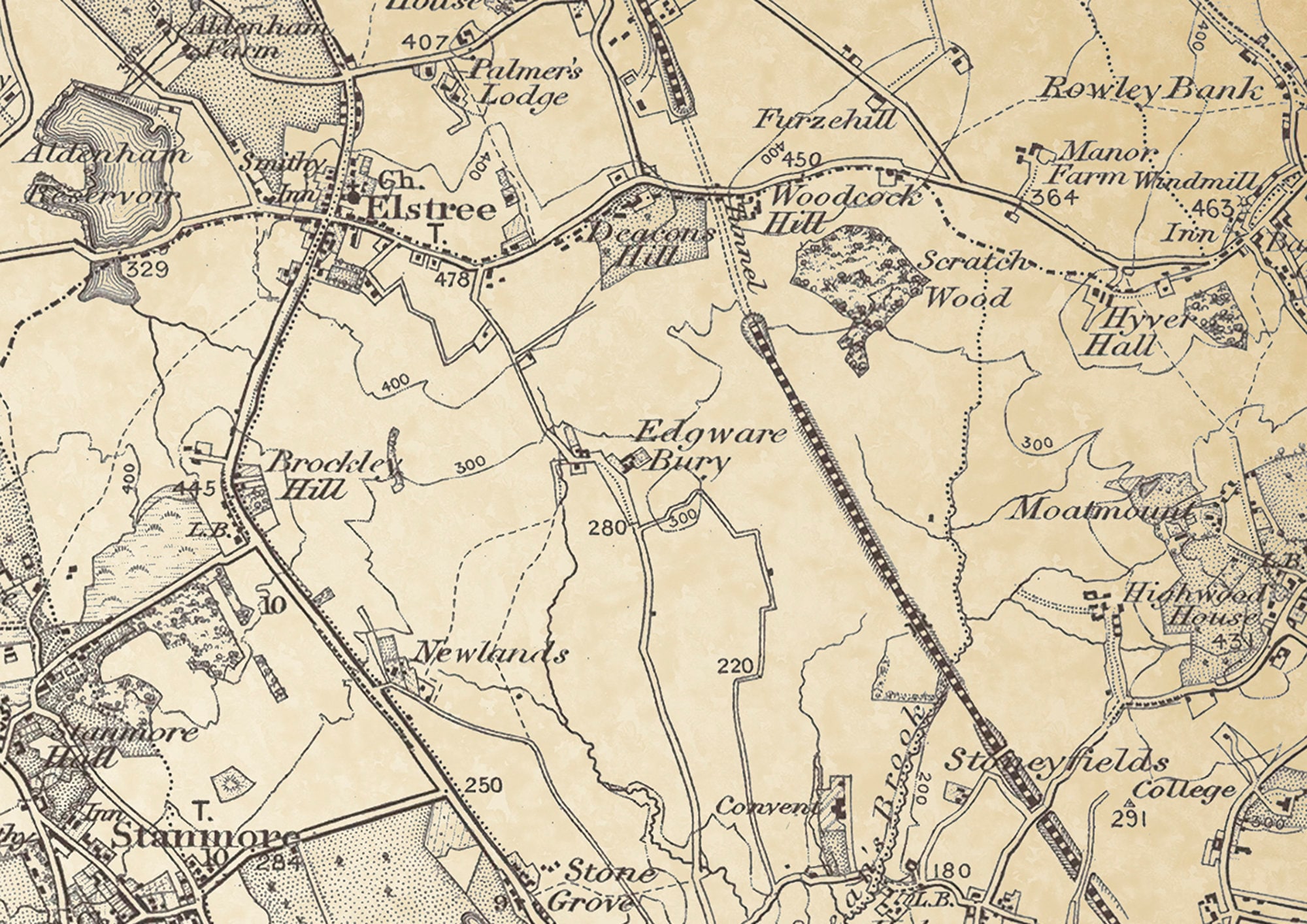 Old Map of the Environs of Stanmore and Edgware 1898 - Etsy UK