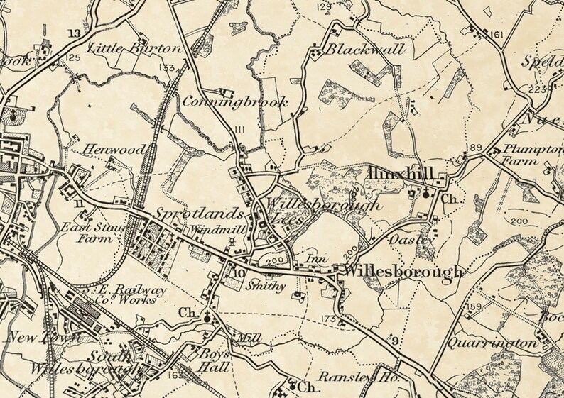 Old Map of the Environs of Ashford Kent 1898 - Etsy UK