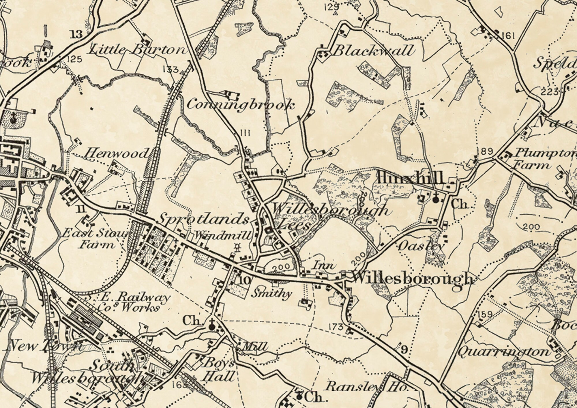 Old Map of the Environs of Ashford Kent 1898 - Etsy UK