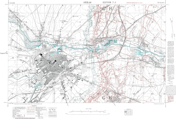 Trench Map WW1 Arras March 1917 1:10000 Scale Ordnance | Etsy