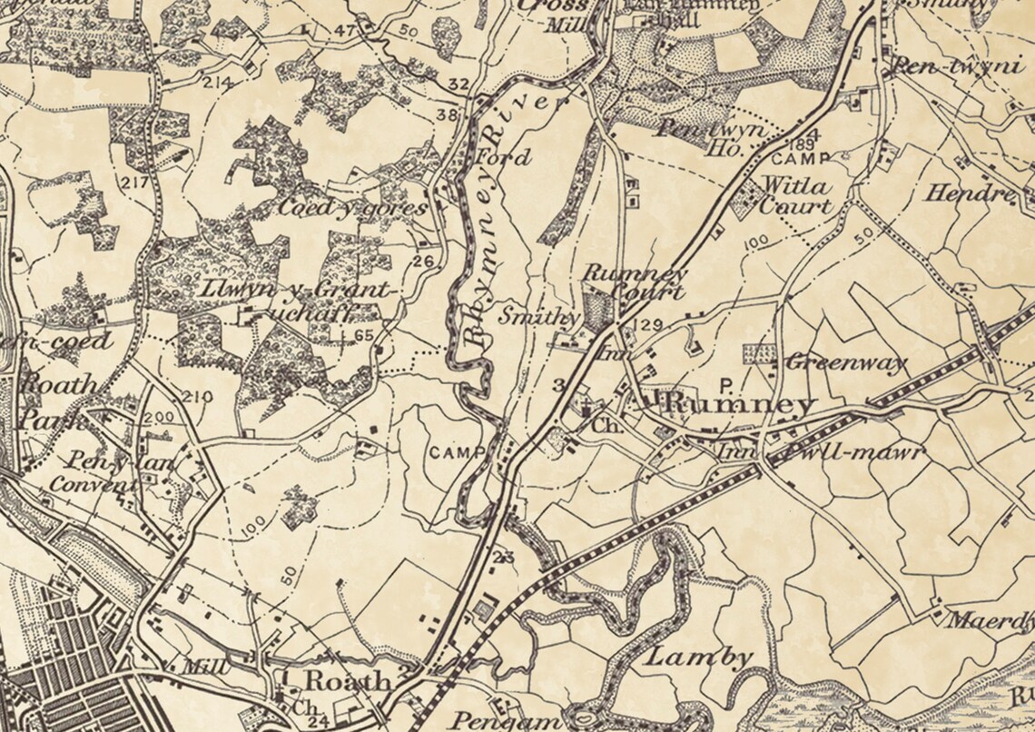 Old Map of the Environs of Cardiff Wales 1898 - Etsy