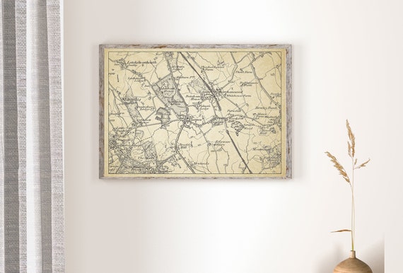 Old Map of the Environs of Elstree Hertfordshire 1898 - Etsy