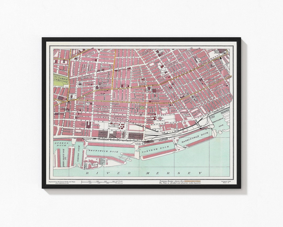 Liverpool 1928 Series Showing Toxteth Dock Area, Map 15 Antique Map ...