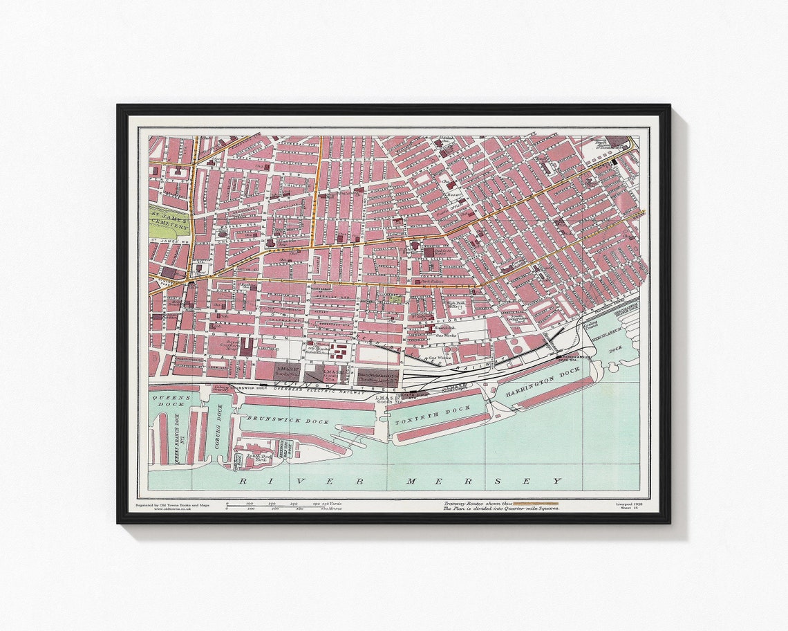 Liverpool 1928 Series Showing Toxteth Dock Area, Map 15 Antique Map ...