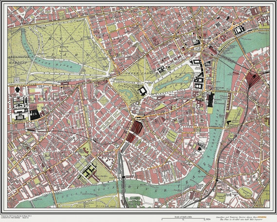 London 1908 Showing Brompton Pimlico Map Area Map 16 - Etsy