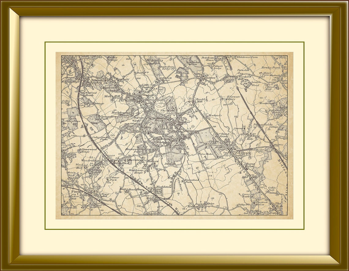 Old Map of the Environs of Stanmore and Edgware 1898 - Etsy UK