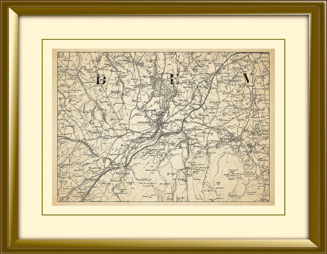 Old Map of the Environs of Oakhampton, Devon - 1898 - Etsy UK