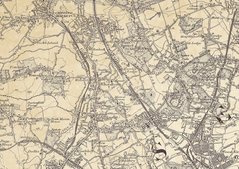 Old Map of the Environs of Tottenham London 1898 - Etsy UK