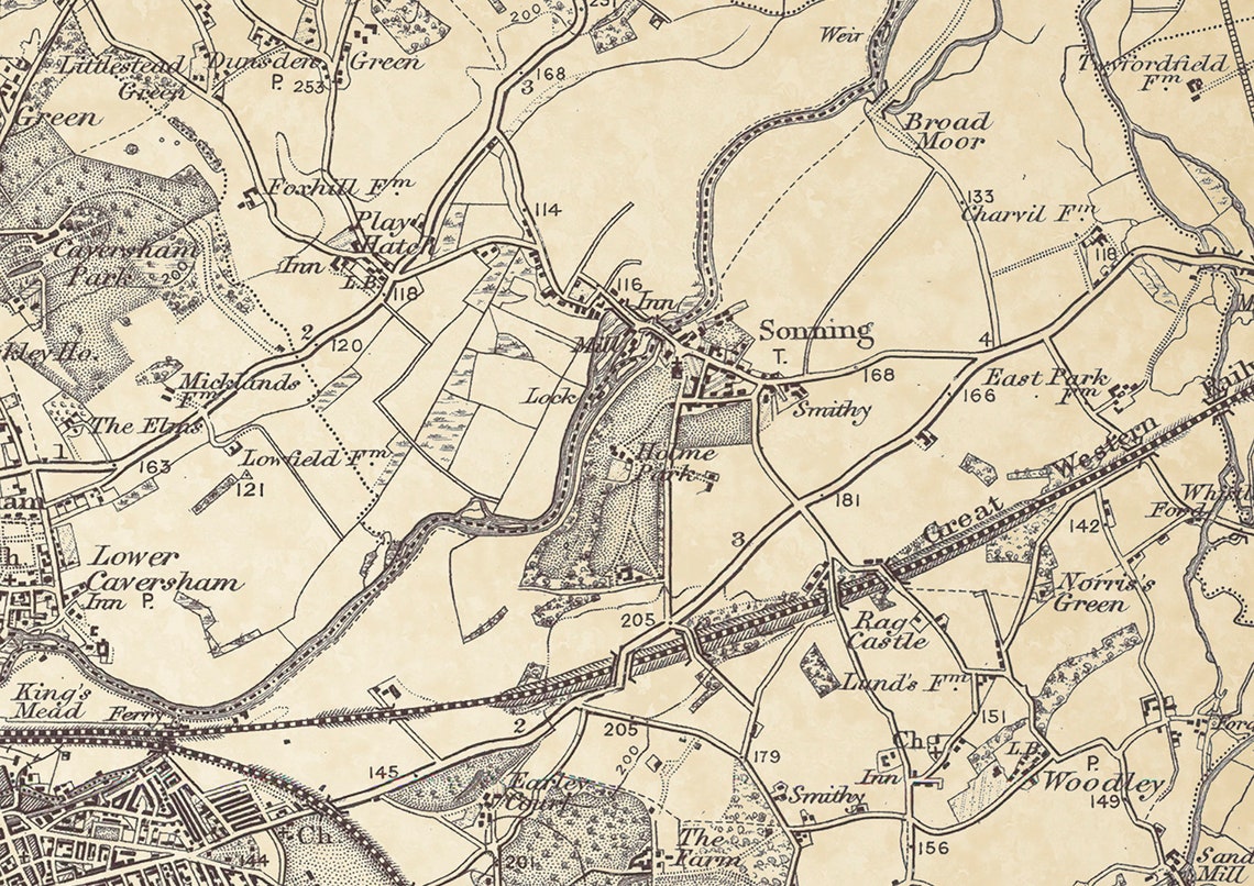 Old Map of the Environs of Reading Berkshire 1898 - Etsy Ireland