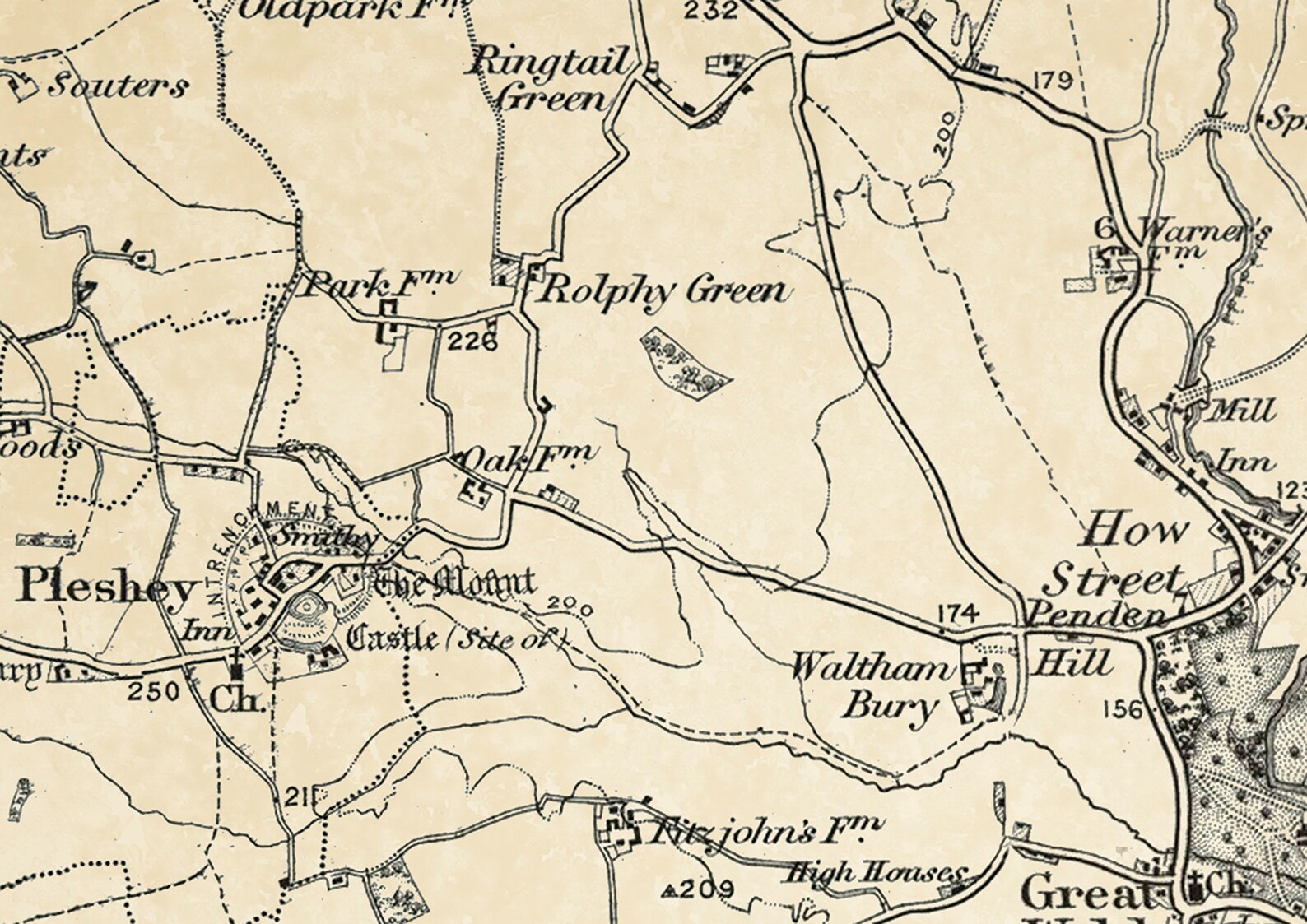 Old Map of the Environs of Great Waltham Little Waltham - Etsy UK