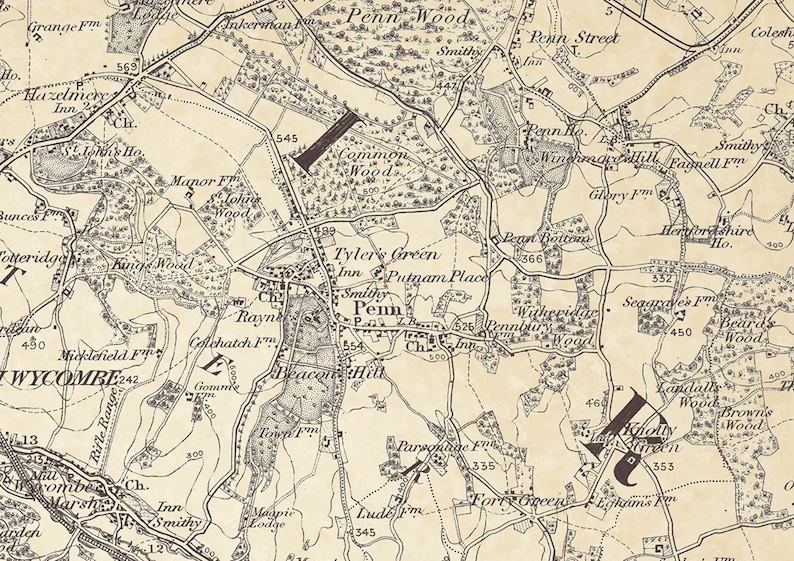 Old Map of the Environs of High Wycombe Buckinghamshire 1898 - Etsy UK