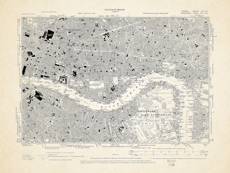 Old Map of London , Docks, Shadwell, Limehouse 1896 7-SE A - Etsy UK