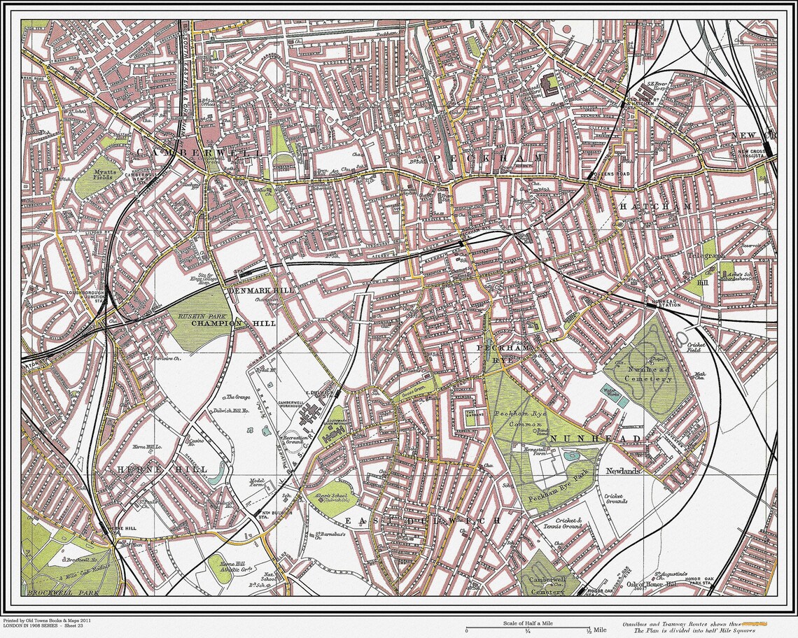 London 1908 Showing Camberwell Peckham Area Map 23 Antique - Etsy UK
