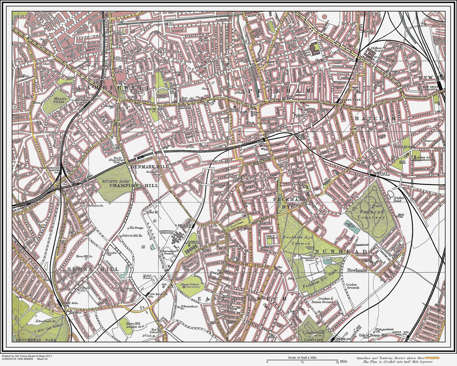 London 1908 Showing Camberwell Peckham Area Map 23 Antique - Etsy UK